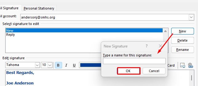 Adding Signatures to Outlook - SMCHS Student Home Page