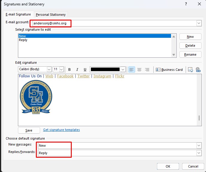 Adding Signatures to Outlook - SMCHS Student Home Page